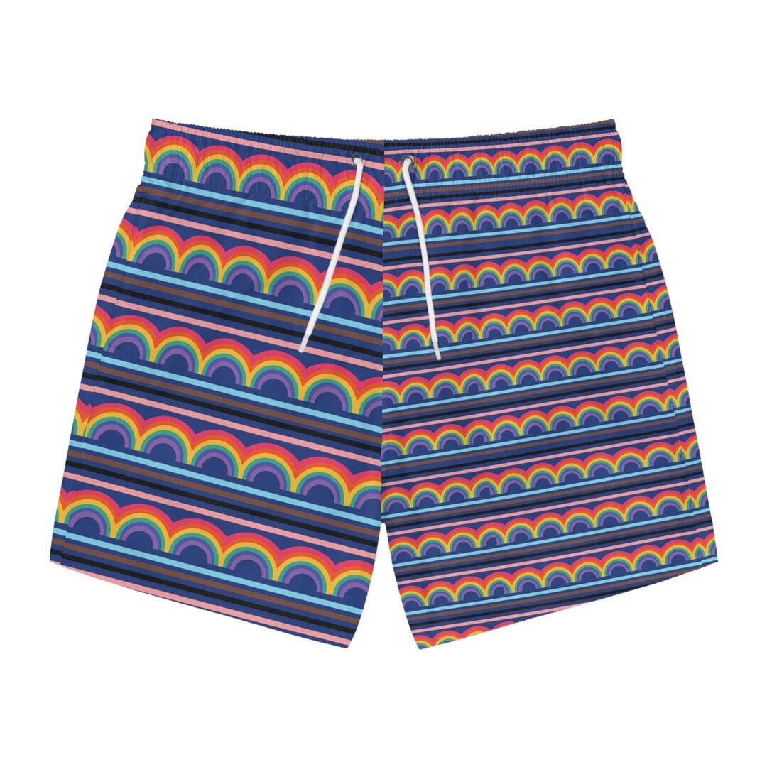 Royal Blue Rainbow Waves Lgbtqia Pride Swim Trunks Stand Out In Pride