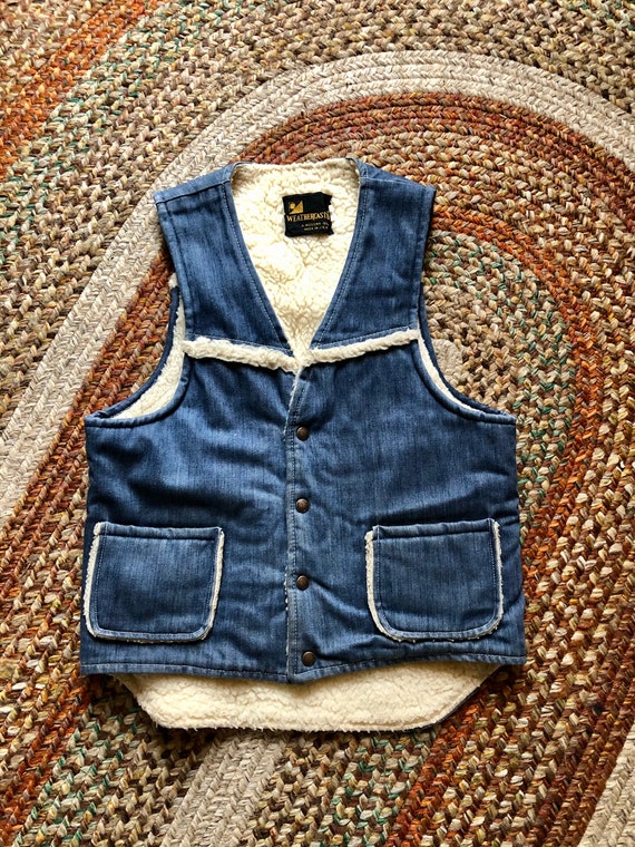Rad 1970’s vintage WeatherCaster denim sherpa shearli… - Gem