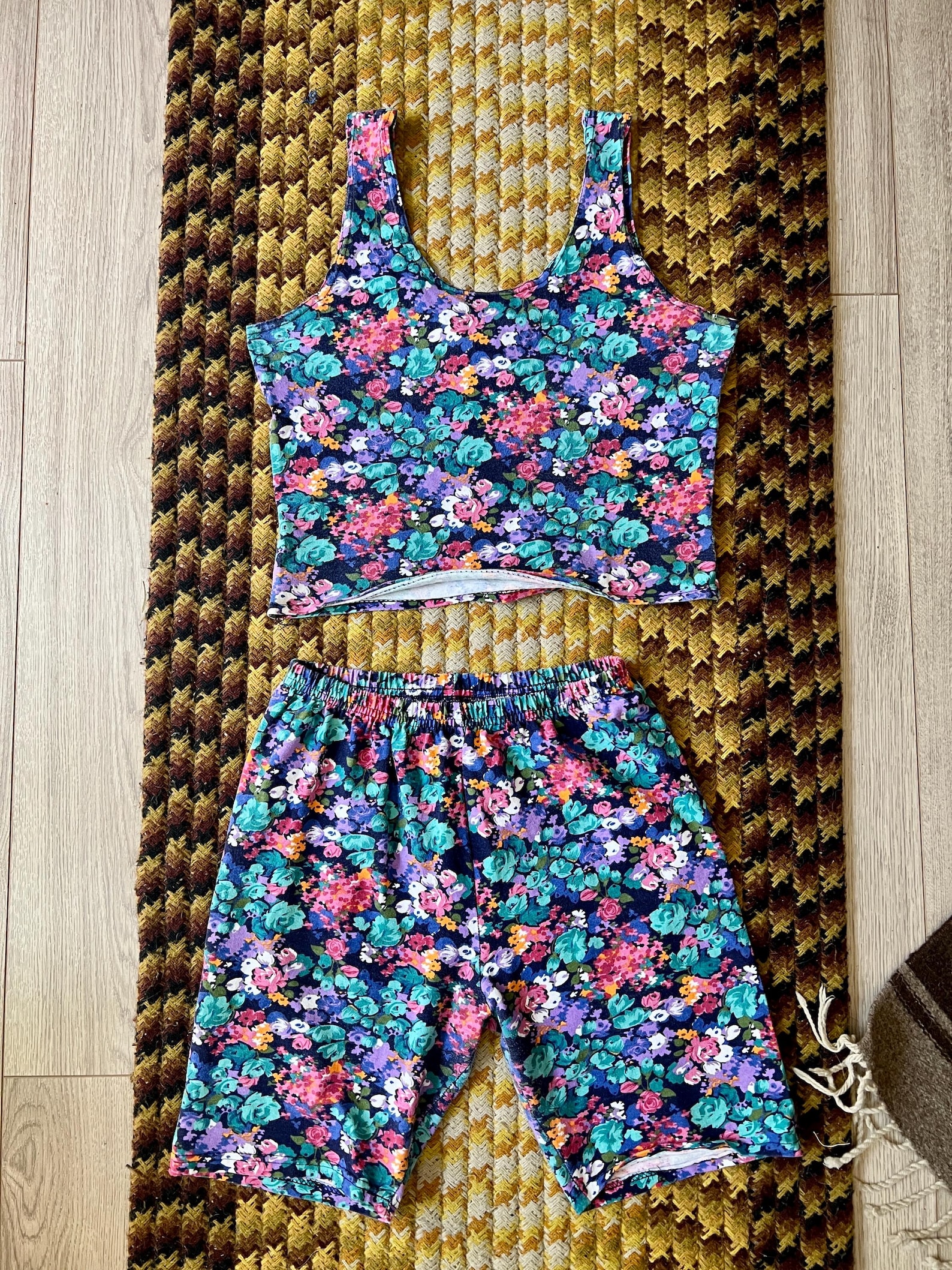 1980’s Floral Vintage Bike Shorts and Tank 2 Piece Outfit Women’s Size ...