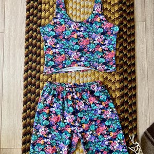 1980’s Floral Vintage Bike Shorts and Tank 2 Piece Outfit Women’s Size ...