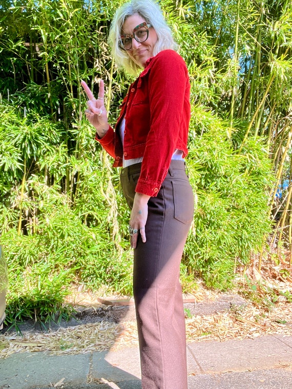 1970’s/80’s vintage cherry red corduroy cotton bolero… - Gem