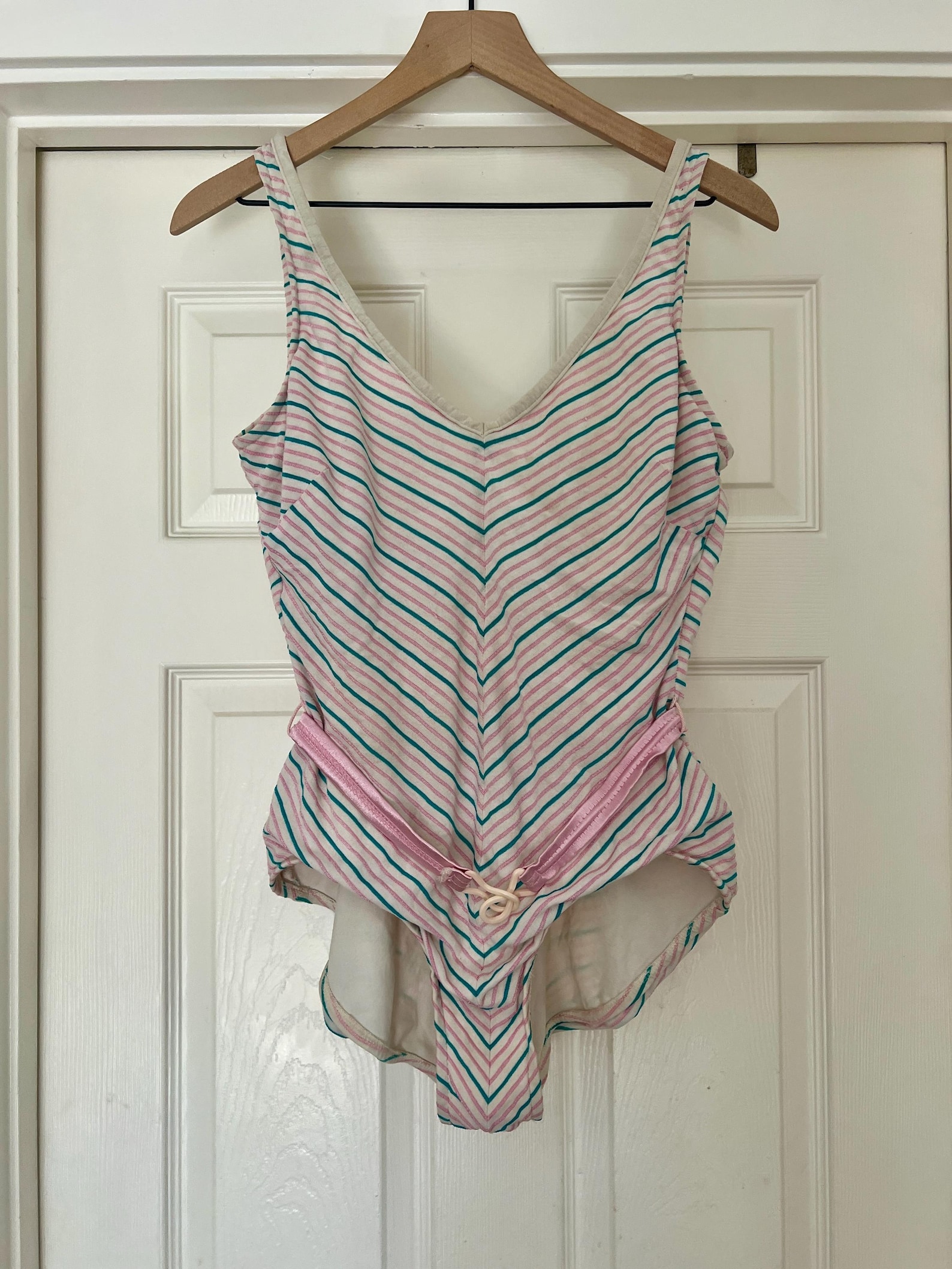 Jantzen 1980’s Vintage Chevron Print Belted One Piece Bathing Suit ...