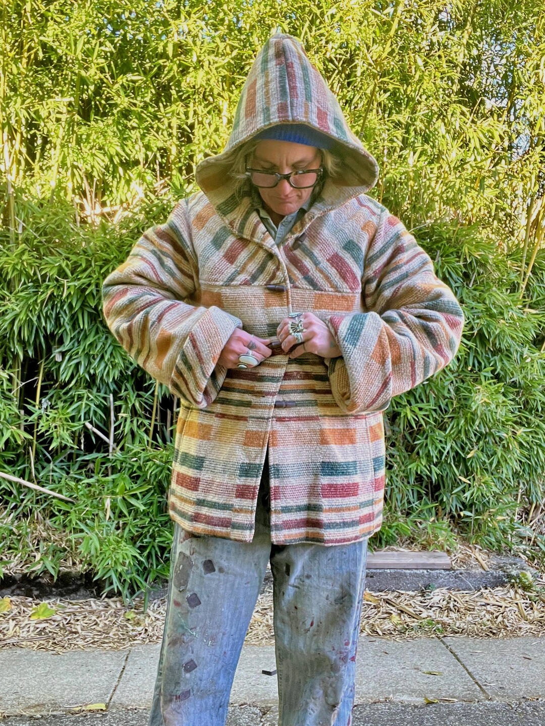 Swingles by Character 1970’s Vintage Hooded Wool Plaid Toggle Button ...