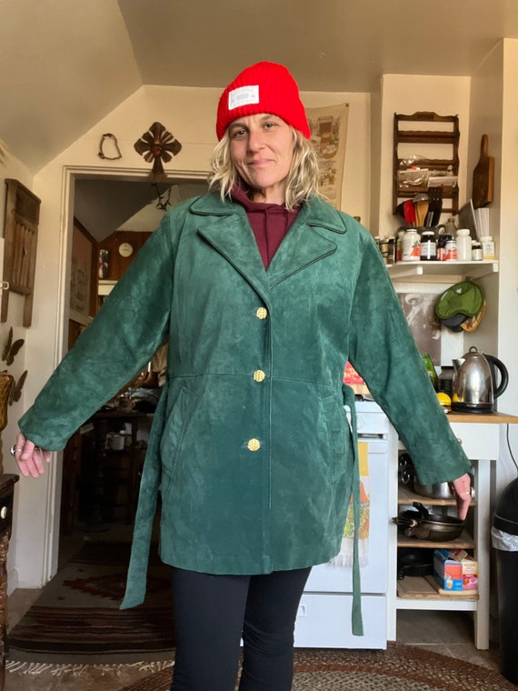 1980’s Di Capra green suede leather Canadian made jac… - Gem