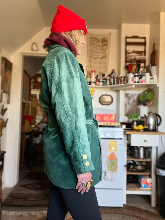 ON HOLD…1980’s Di Capra green suede leather Canadian … - Gem