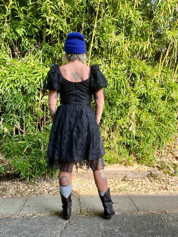 Gothy Glam Witchy whimsy 1980’s vintage black lace pu… - Gem