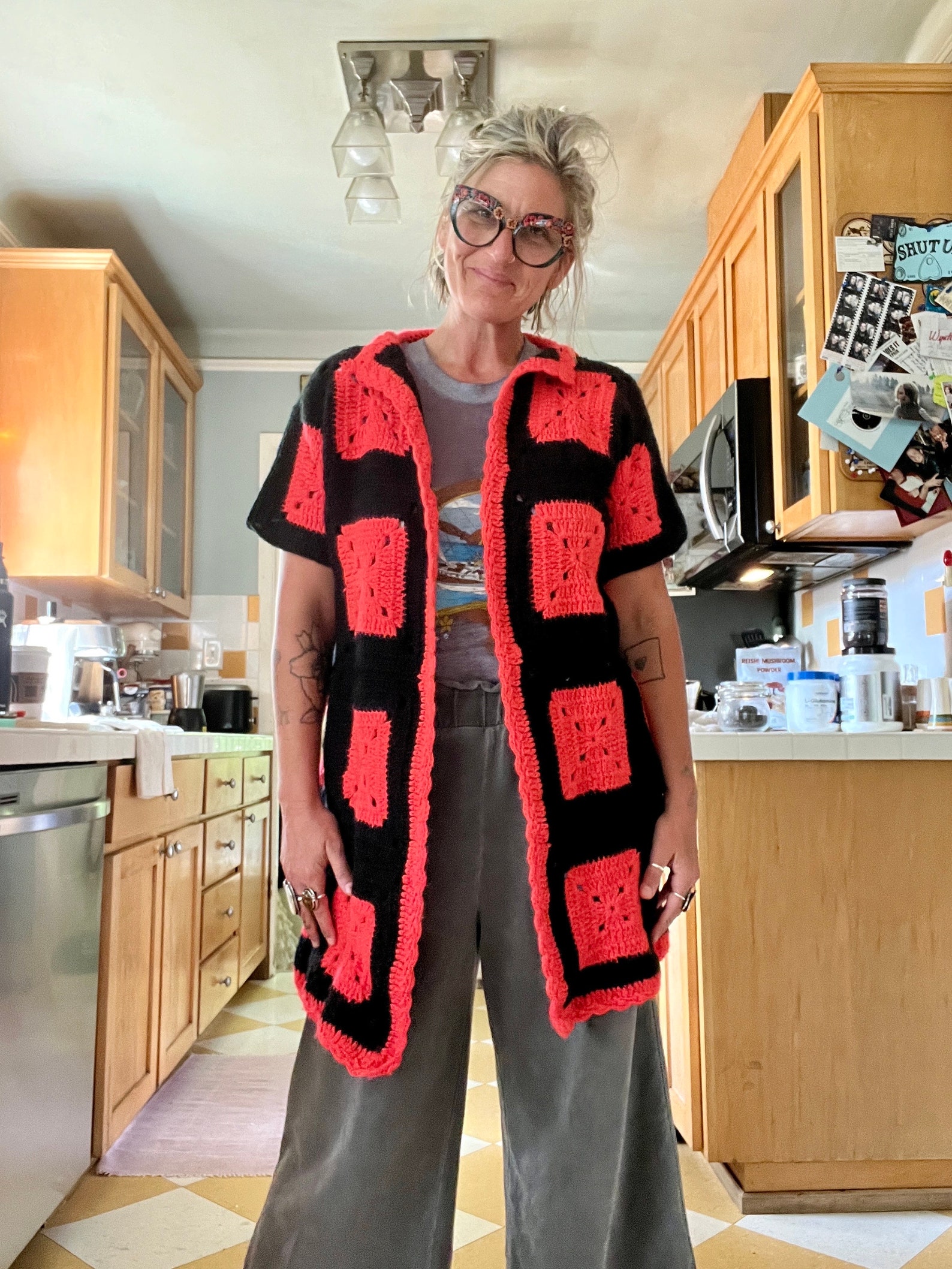 1970’s/80’s Vintage Upcycled Patchwork Granny Square Afghan Acrylic ...