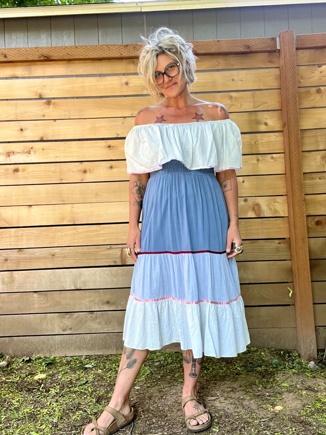 Vintage 1970’s Young Edwardian Boho Prairie off Shoulder Dress. Women’s ...