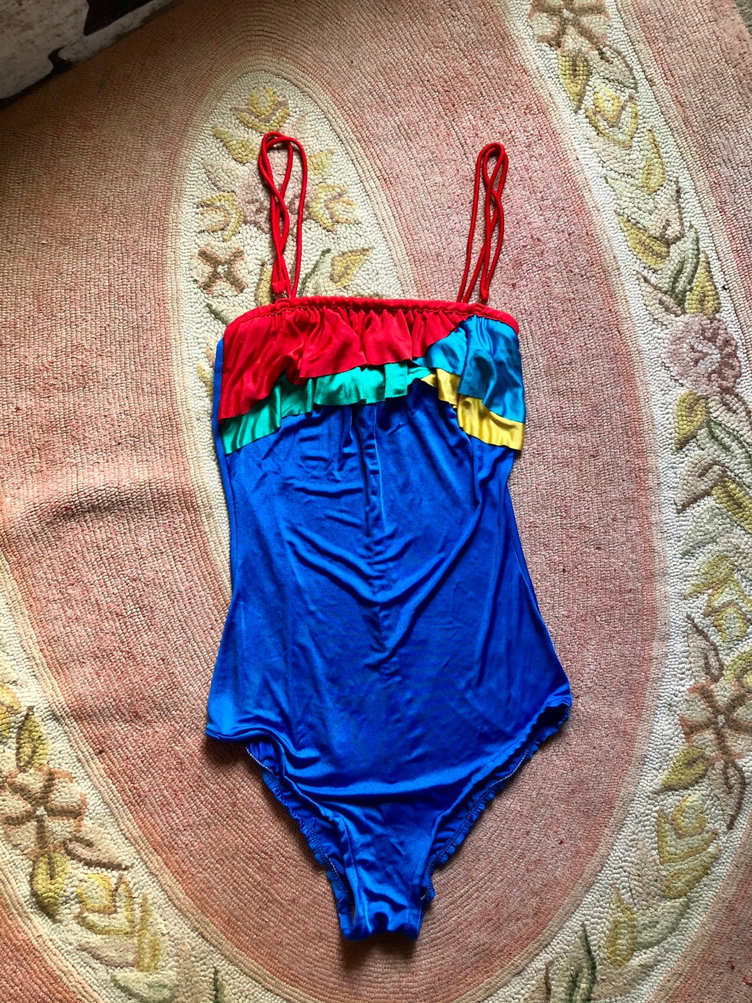 Rad Vintage 1980’s Primary Colored One Piece Bathing Suit Women’s Size ...