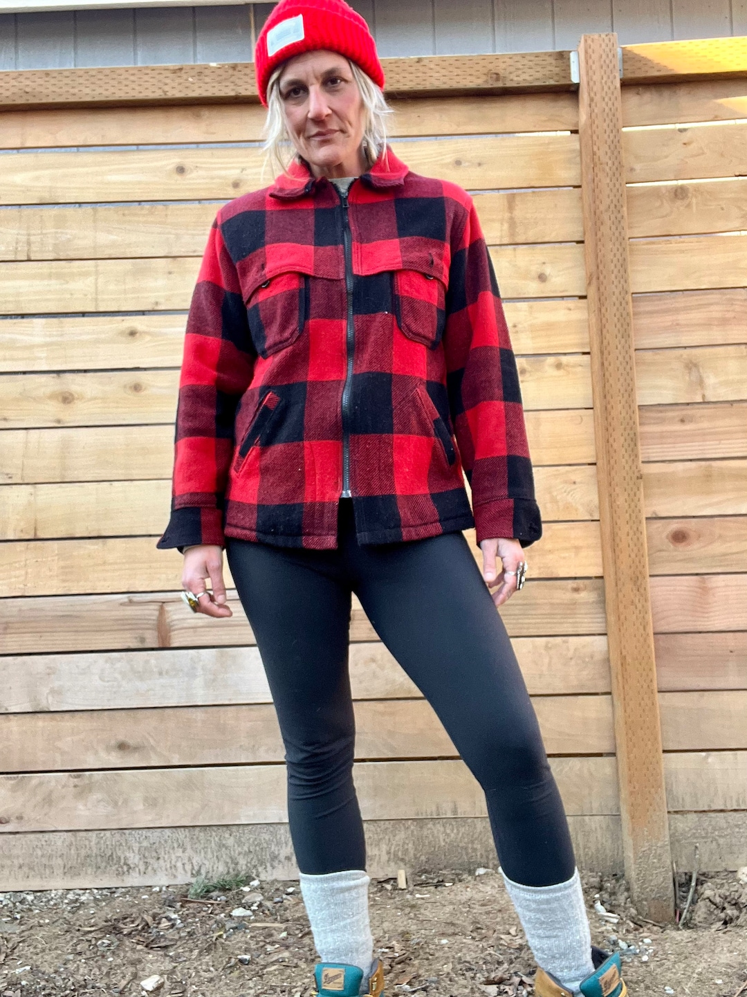 1970s Vintage Red and Black Lumberjack Style Wool Blend Zip - Etsy