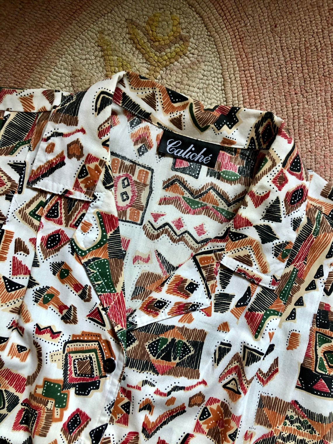 Awesome women's 1980's abstract print button up shirt. | Etsy