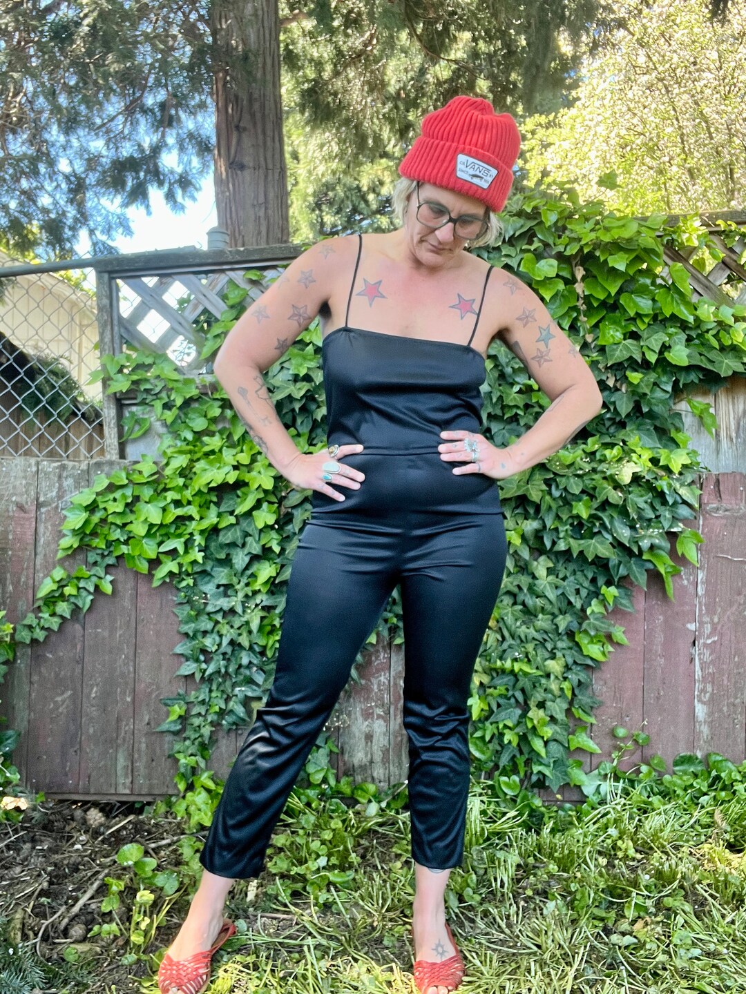 Chassy JRS 1970s Vintage Black Disco Polyester Jumpsuit Womens Size ...