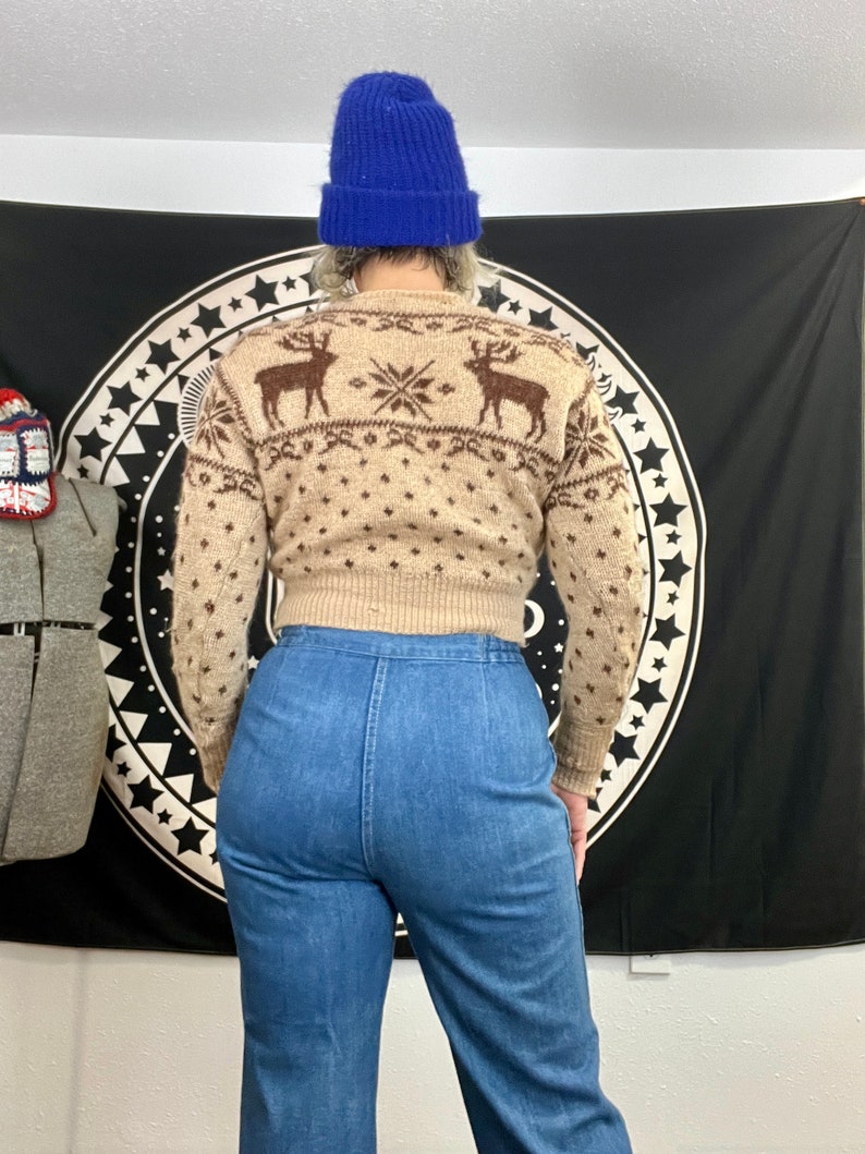 Jantzen 1940’s Vintage Ski Yuletide Wool Deer Novelty Sweater Womens ...