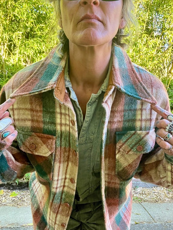 Montgomery ward 1970’s vintage plaid wool/linen blend… - Gem