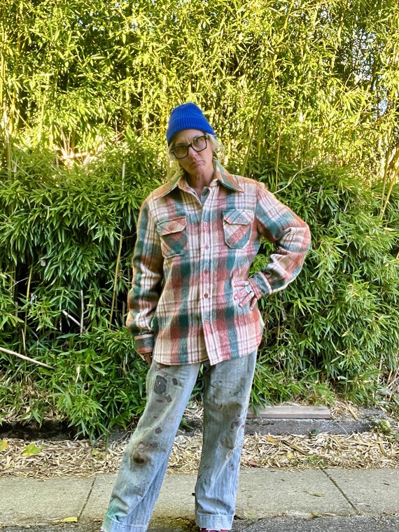 Montgomery ward 1970’s vintage plaid wool/linen blend… - Gem