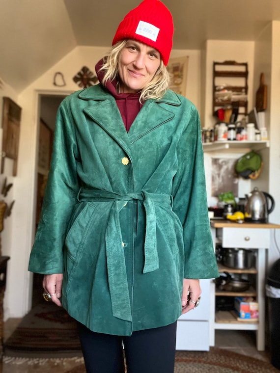 1980’s Di Capra green suede leather Canadian made jac… - Gem