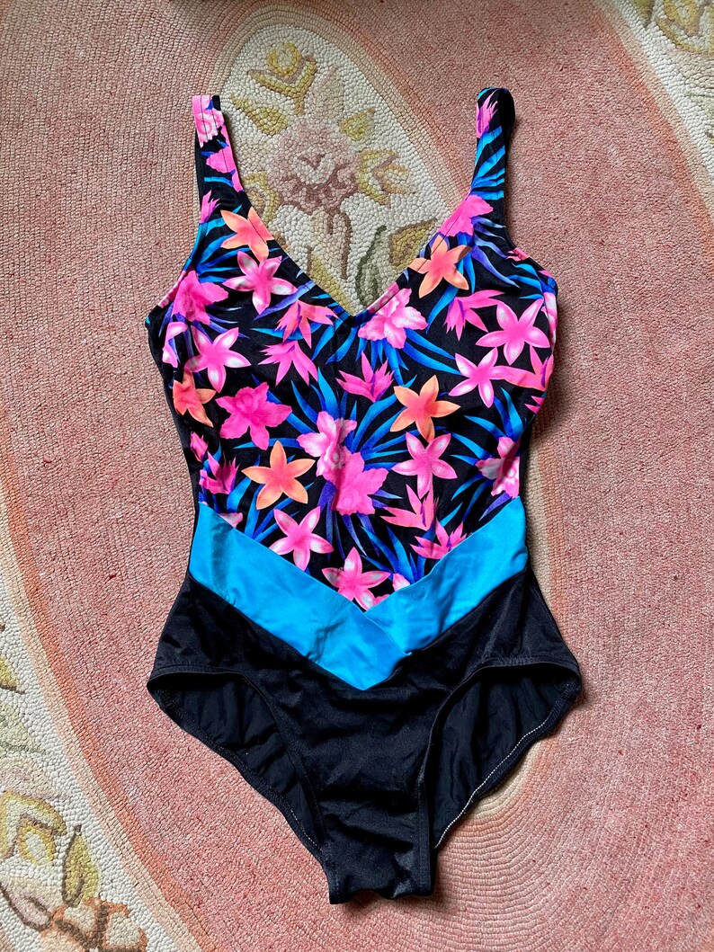 1980’s/90’s Vintage Floral One Piece Bathing Suit Womens Size Small ...