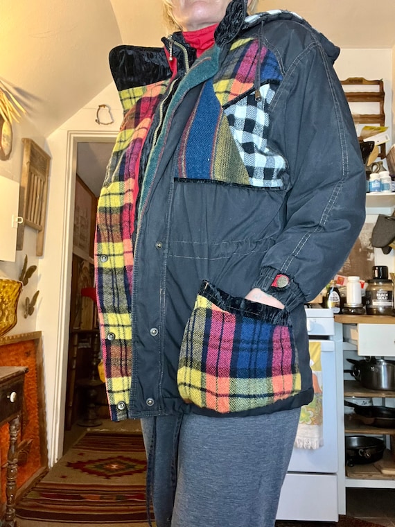 Rad! 1980’s/90’s vintage puffed jacket plaid flannel,… - Gem