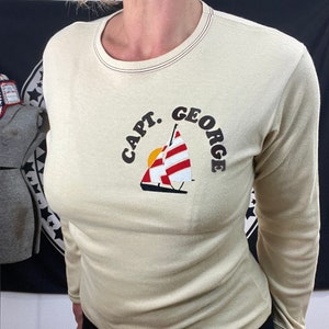 Roach Capt George Vintage 1980’s Long Sleeve Tshirt Womens Size Medium ...
