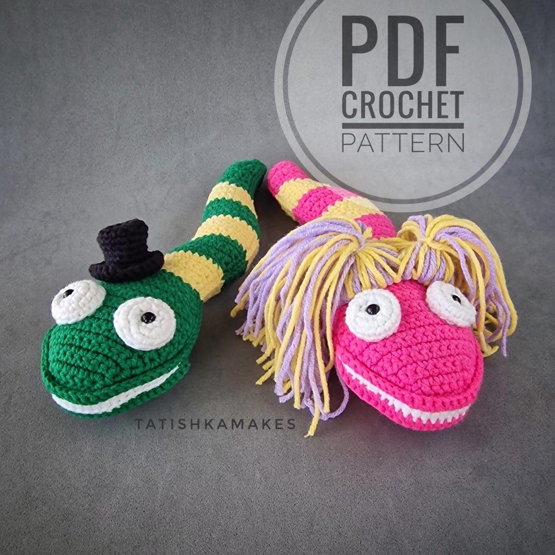 Snake Crochet Pattern, Amigurumi Snake, Crochet Snake, Snake With Hat ...
