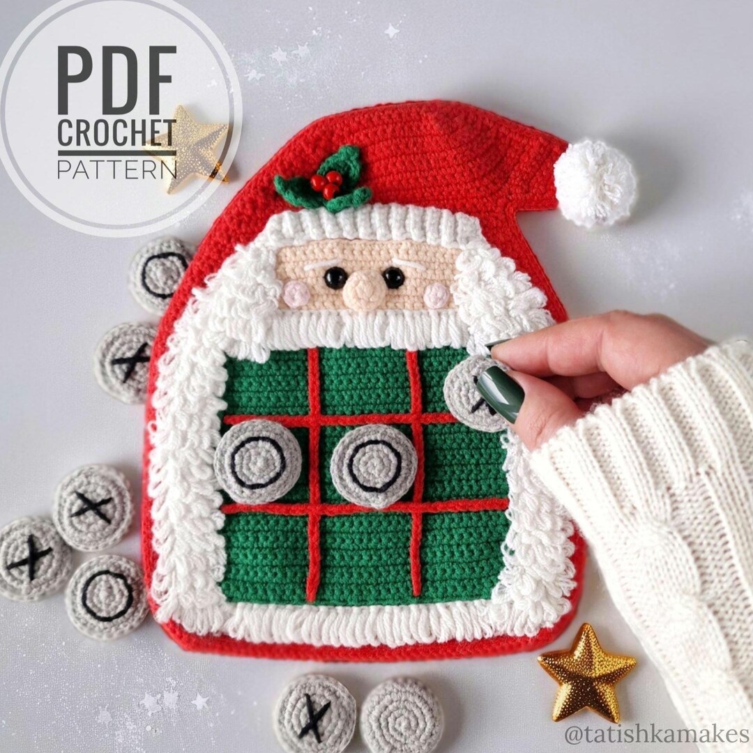 Tic-tac-toe Crochet Pattern. Tic-tac-toe Santa. Christmas Tic-tac-toe ...