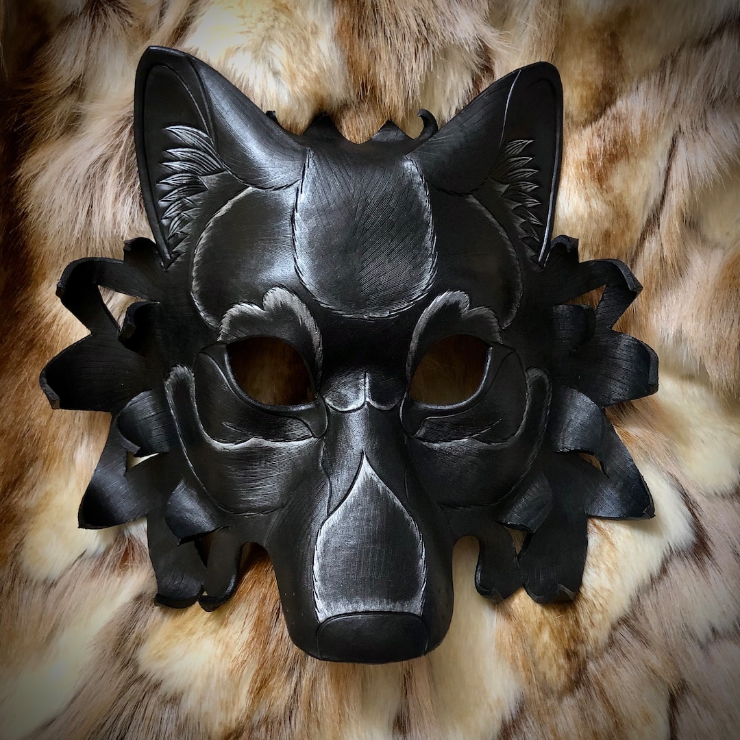 Leather Mask MADE TO ORDER Black Dire Wolf Mask Pattern Two ...