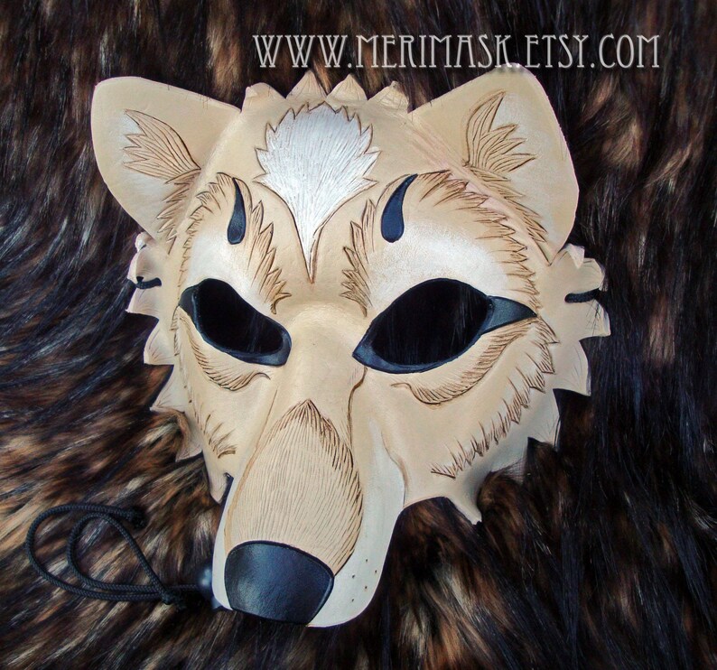 Leather Mask MADE TO ORDER Cream and White Wolf Mask... - Etsy