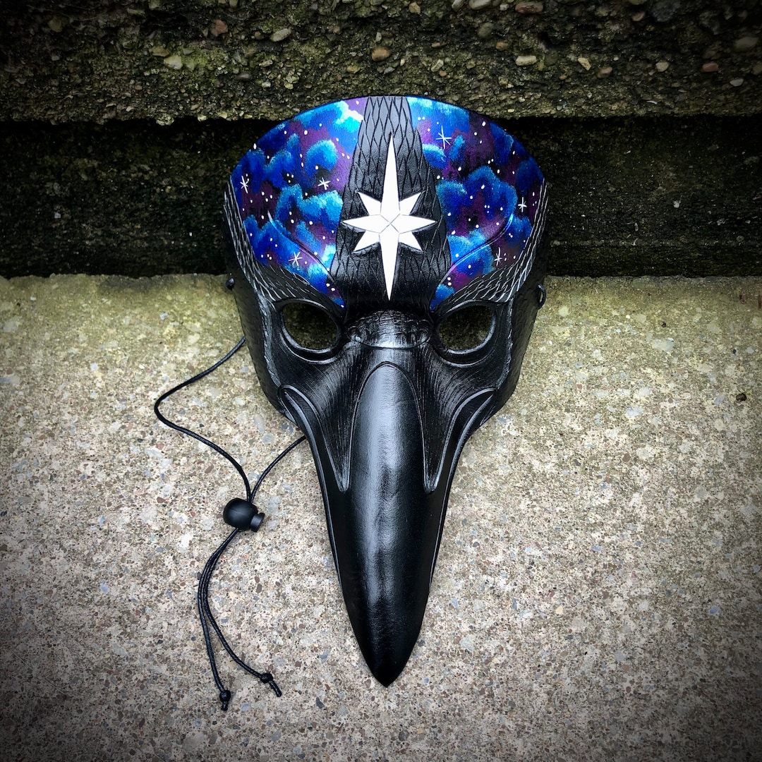 MADE TO ORDER Dreaming Raven Leather Mask... Crow Corvid Galaxy ...