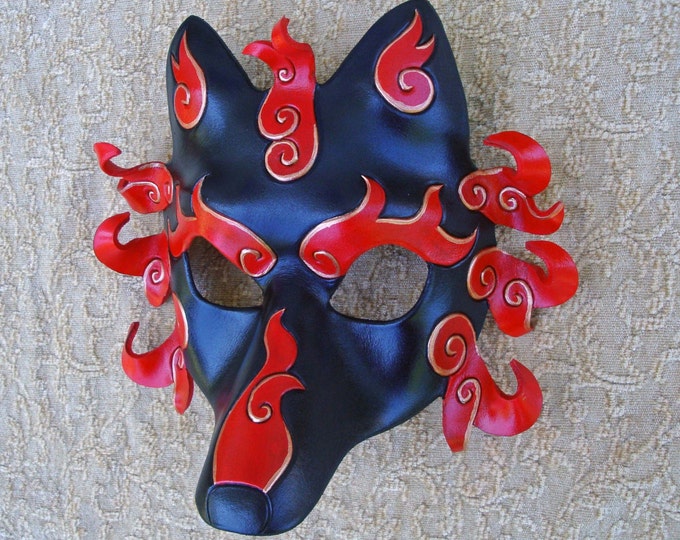 Kitsune Foxfire Mask... Original Handmade Leather Mask - Etsy