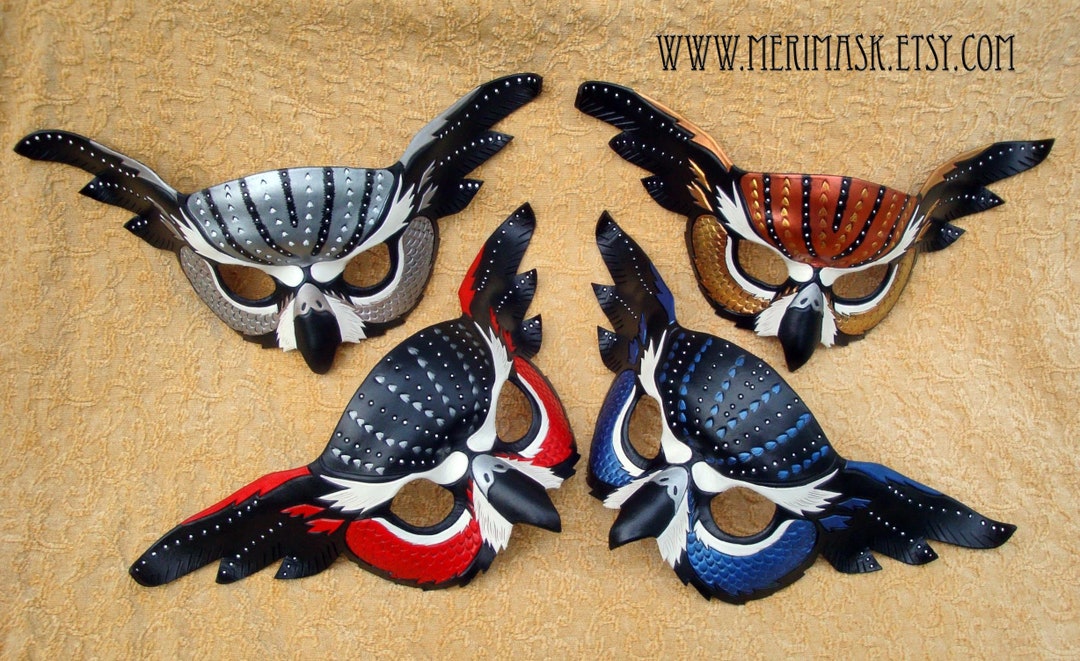 Handmade Leather Owl Mask: Fantasy Costume, Mardi Gras, Halloween Made ...