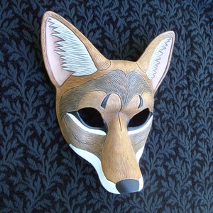 Hand Carved Leather Coyote Mask, Cosplay Animal Costume (MADE TO ORDER ...
