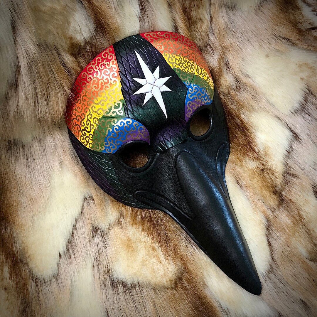 MADE TO ORDER Pride Raven Leather Mask... Crow Corvid Rainbow ...