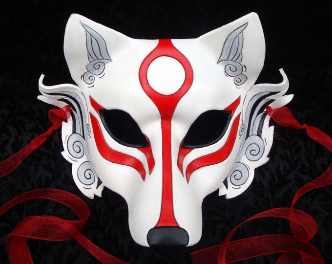 Okami Leather Mask...handmade Japanese Wolf Mask - Etsy