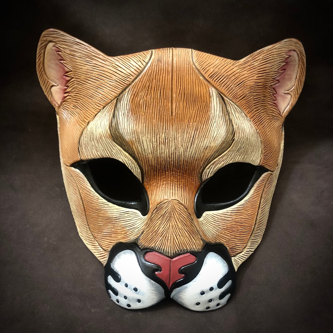 Leather Mask MADE TO ORDER Mountain Lion Leather Mask... Masquerade ...