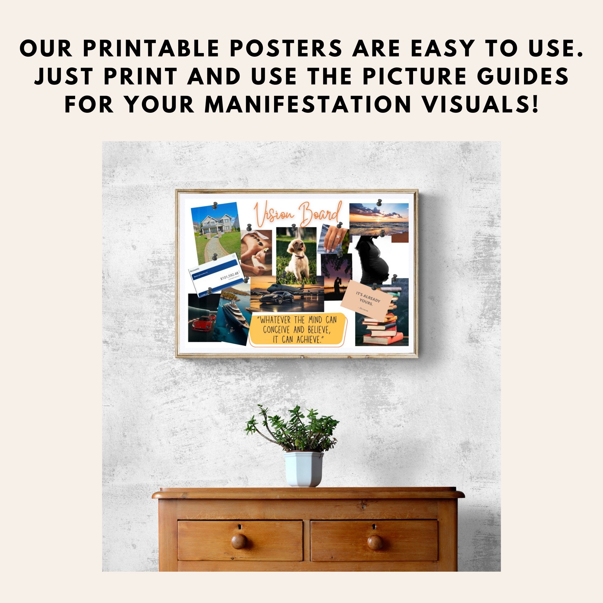 Vision Board Template, Digital Manifestation Board , Law of Attraction ...