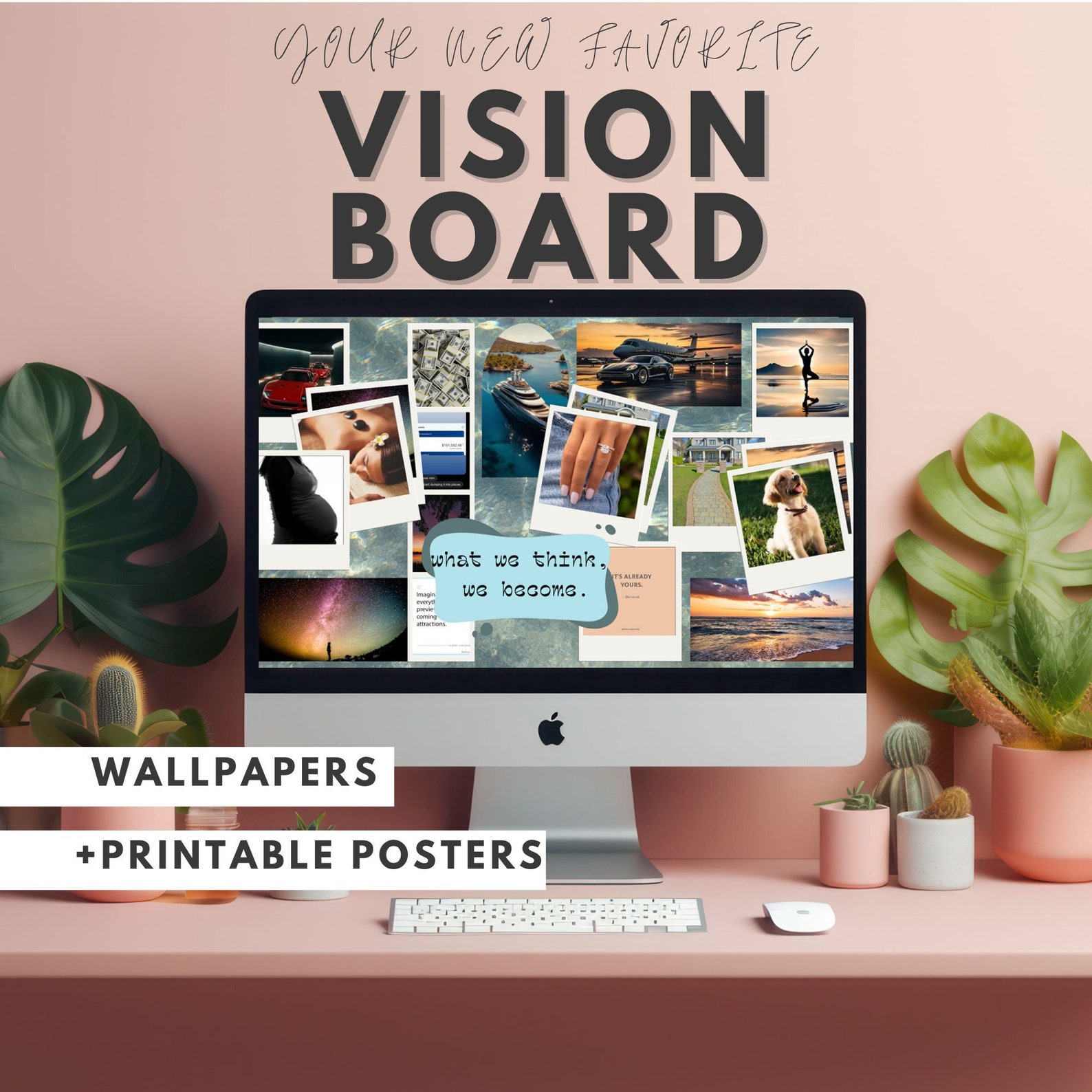 Vision Board Template, Digital Manifestation Board , Law of Attraction ...