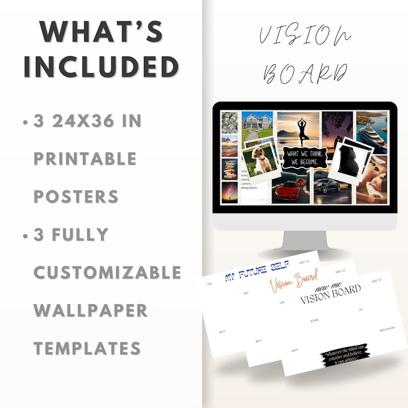 Vision Board Template, Digital Manifestation Board , Law of Attraction ...