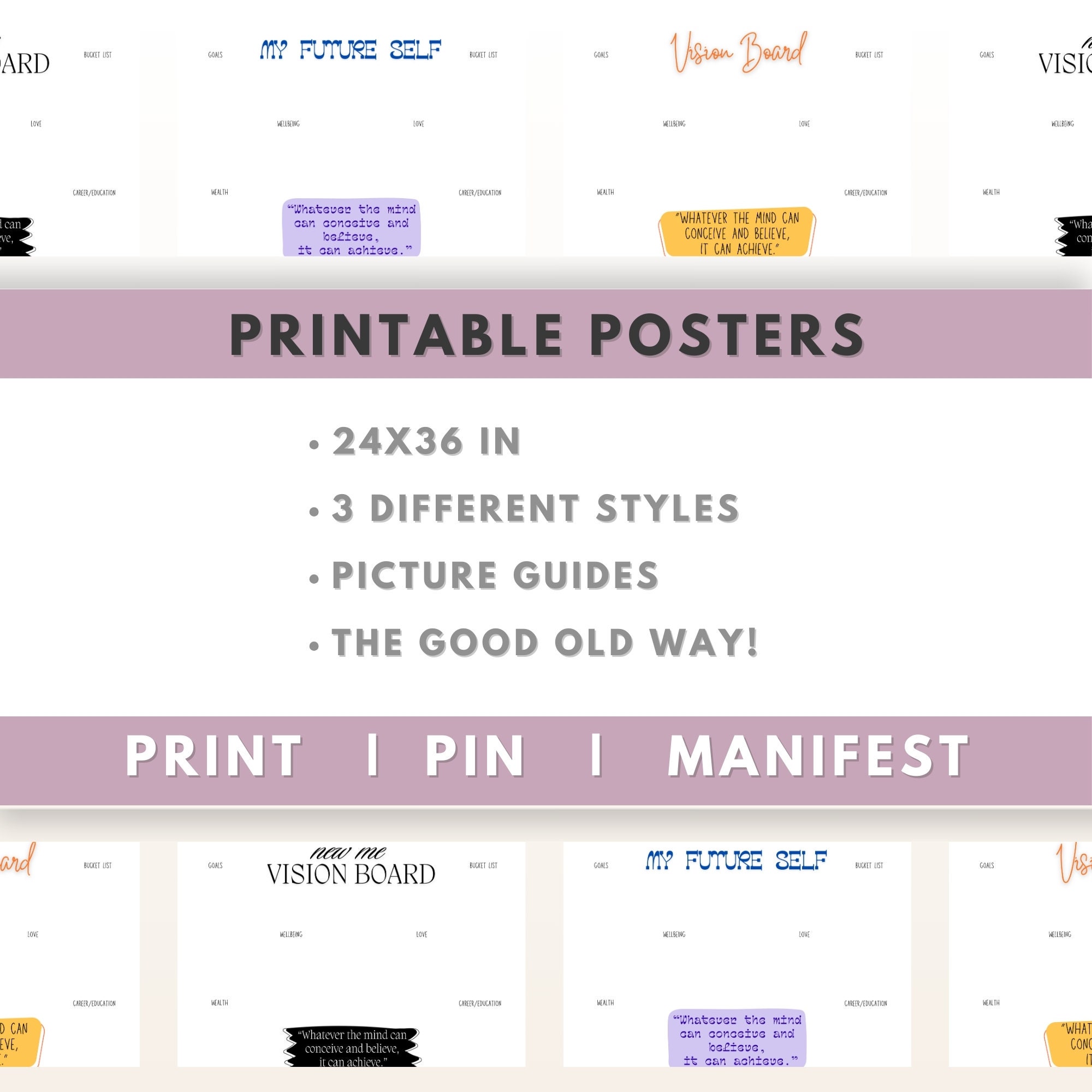 Vision Board Template, Digital Manifestation Board , Law of Attraction ...