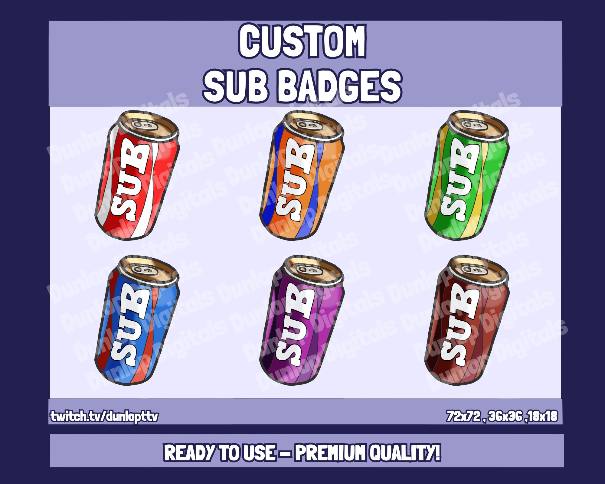 Twitch Discord Custom Soda Can Sub Badges Emote for Live Stream - Etsy