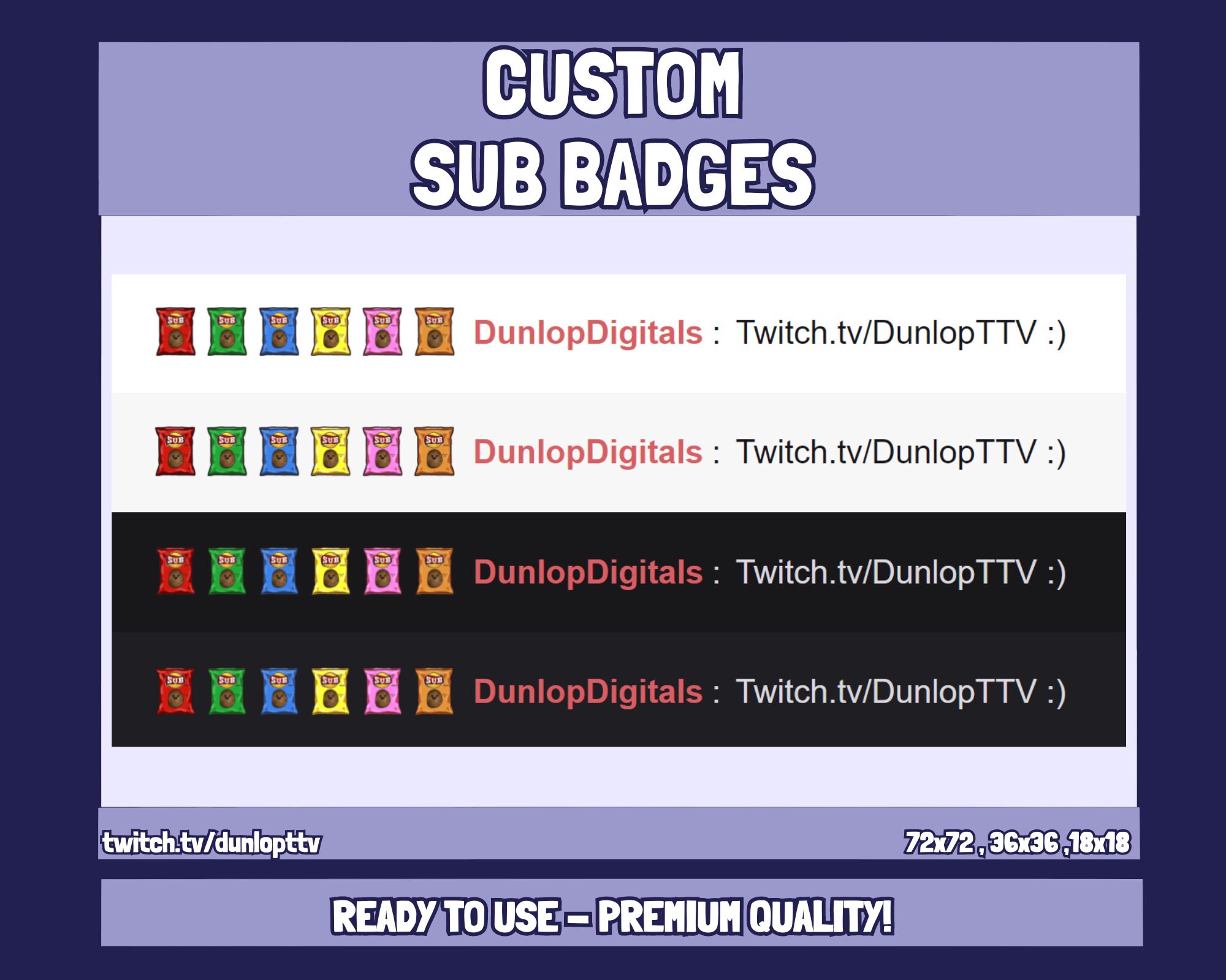 Twitch Discord Custom Potato Chip Sub Badges Emote for Live Stream - Etsy