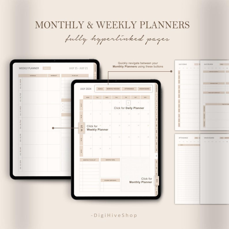 Digital Teacher Planner 2024 2025 Dated Academic Planner, Lesson ...