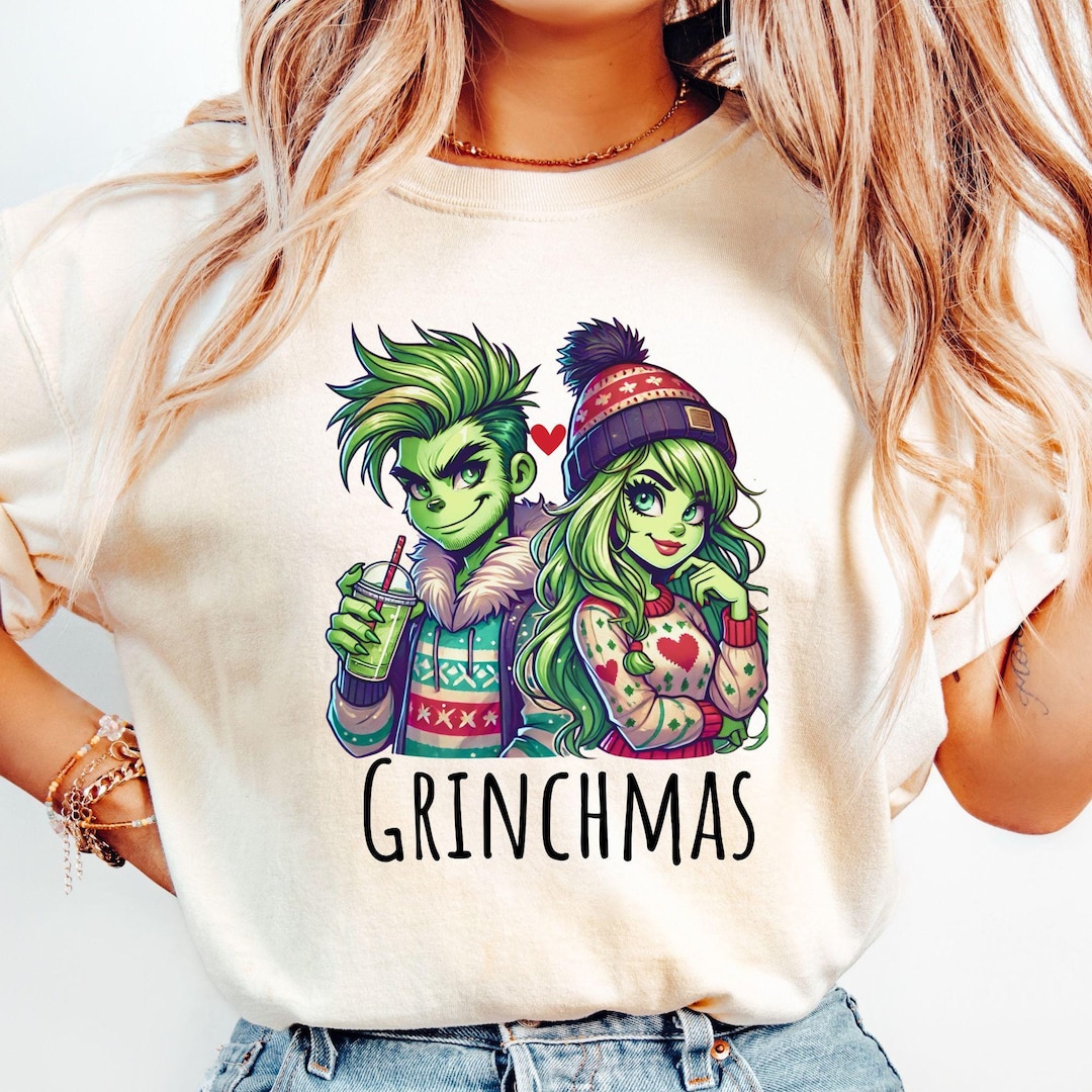 Grinchmas PNG Cute Grinch Couple Clipart Green Characters Design Merry ...