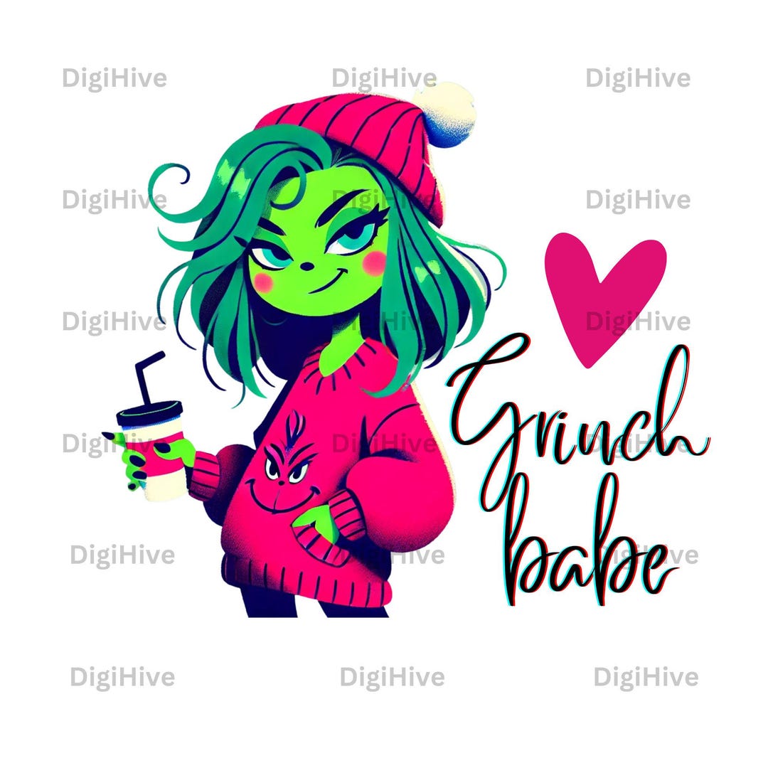 Grinch Babe PNG, Christmas Grinch Clipart, Cute Pink Grinch Girl Design ...