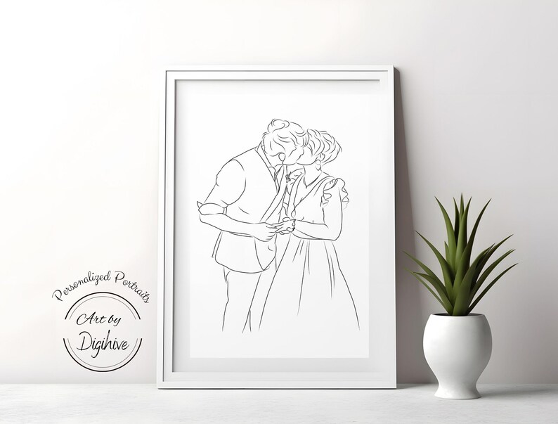 Custom Couple Line Drawing Personalized Line Drawing Beautiful Art Best ...