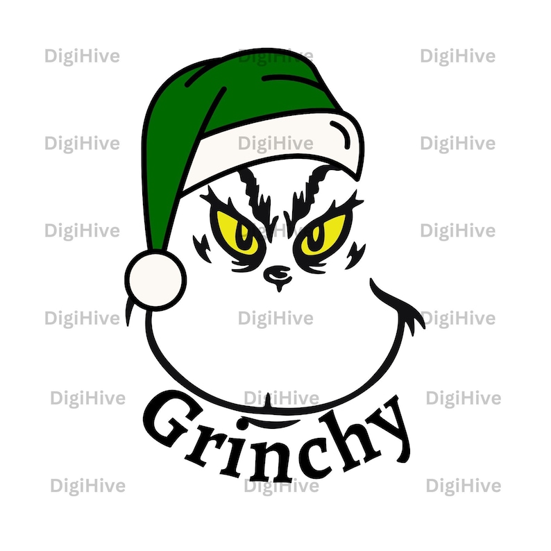 Grinchy PNG, Grinch Smiling Face Clipart, Merry Christmas JPG, Grinch ...