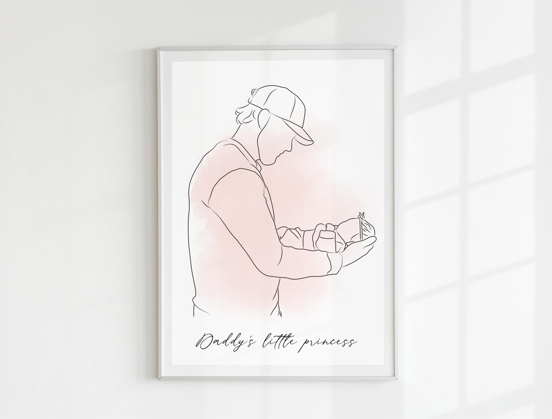 Custom Line Drawing Gift Father Day Gift Personalized Dad and Me Line ...