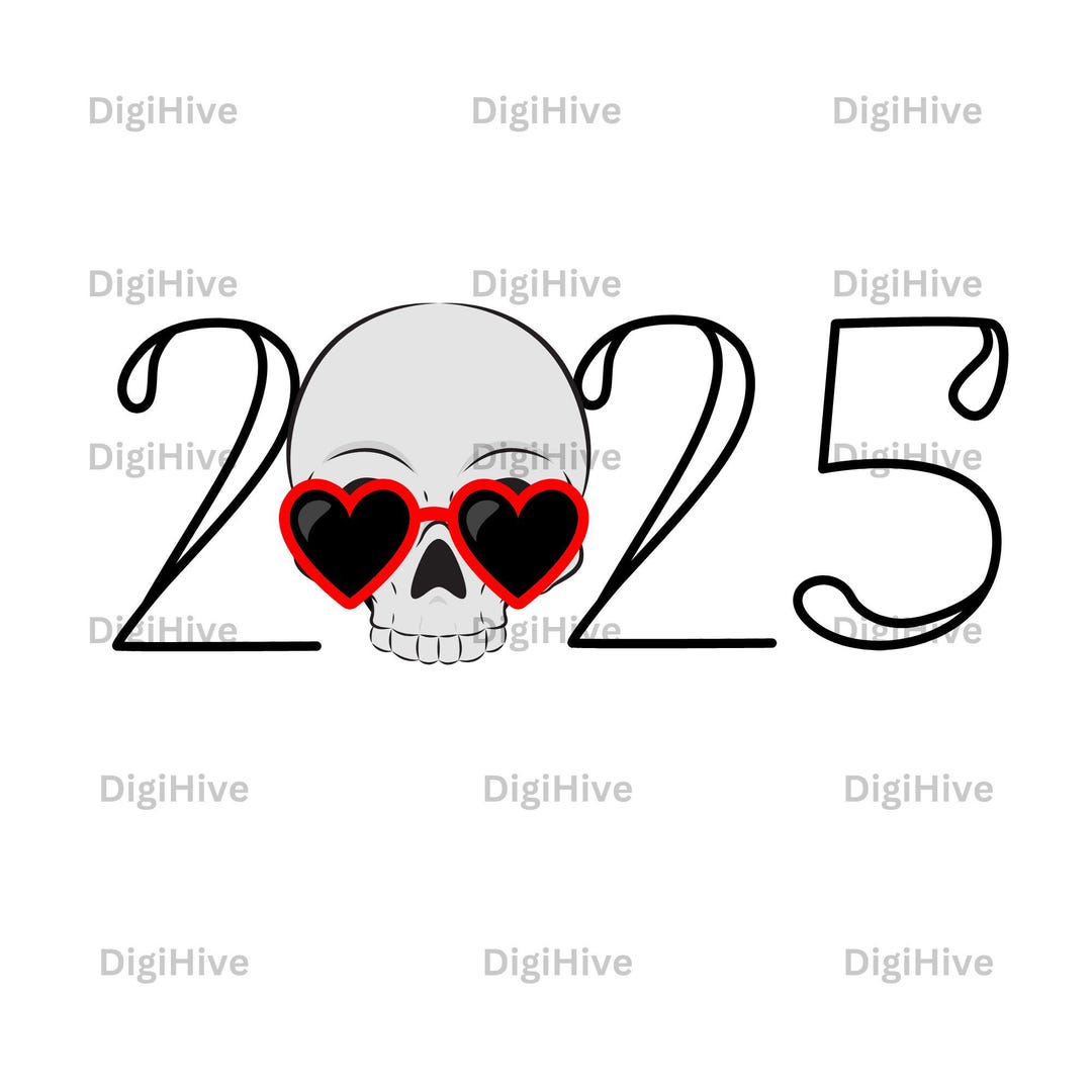2025 New Year PNG Happy New Year Skull 2025 Clipart Coquette Party ...