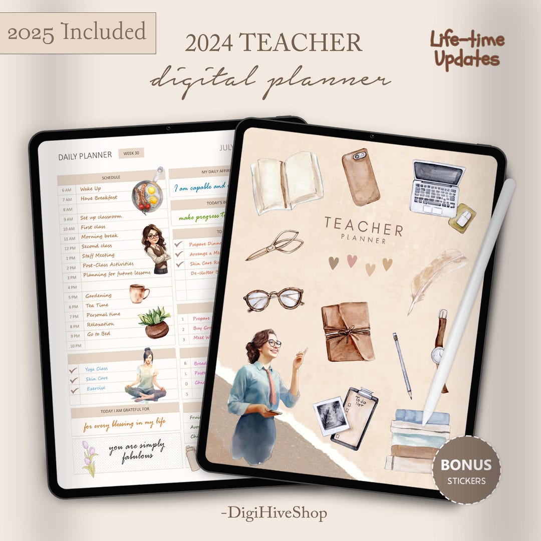 Digital Teacher Planner 2024 2025 Dated Academic Planner, Lesson ...