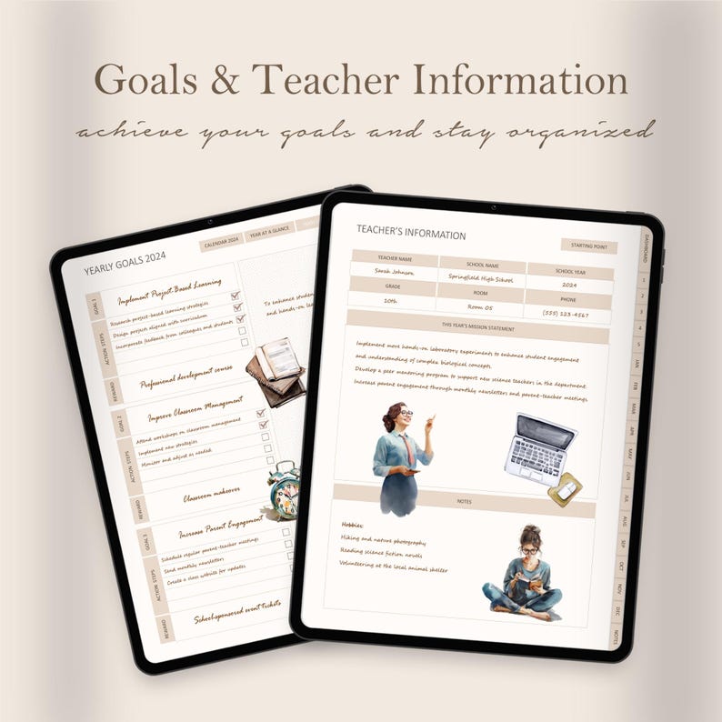 Digital Teacher Planner 2024 2025 Dated Academic Planner, Lesson ...