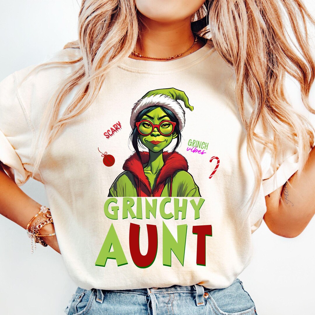Grinchy Aunt PNG, Scary Grinch Vibes, Christmas Clipart, Grumpy Auntie ...